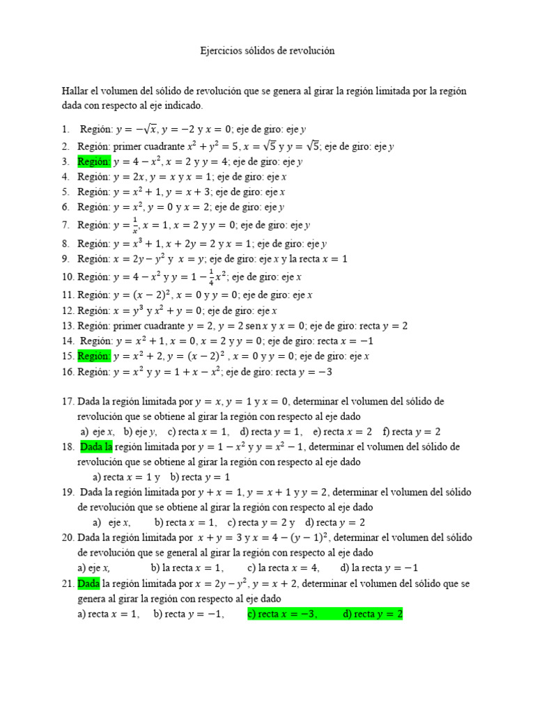 Ejercicios Solidos de Revolucion 24 | PDF | Geometría euclidiana | Formas geométricas