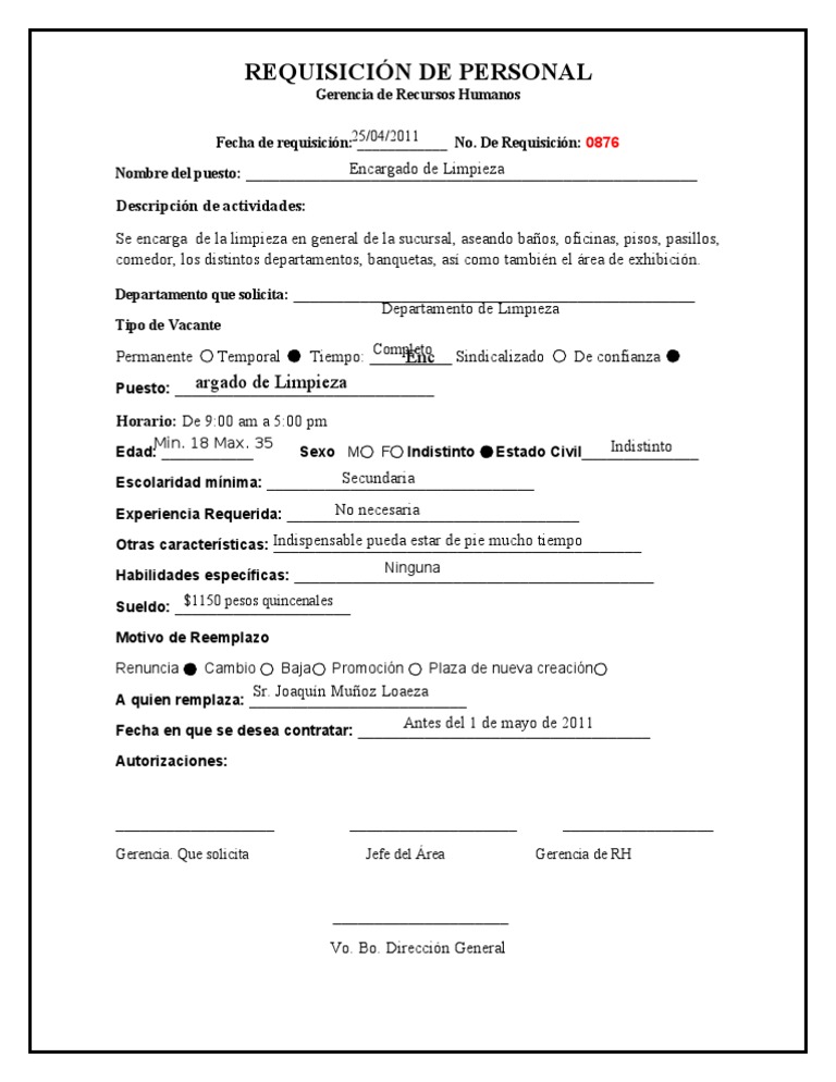 Formato de Requisición de Personal