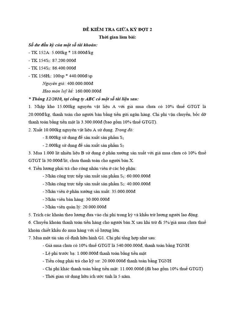 Đề kiểm tra lần 2 NLKT | PDF