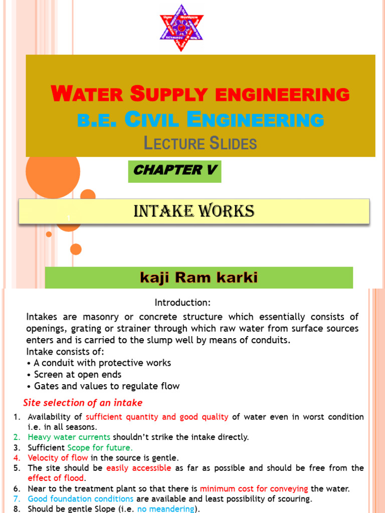 Unit 5 Intake Works | PDF | Earth Sciences | Hydrology