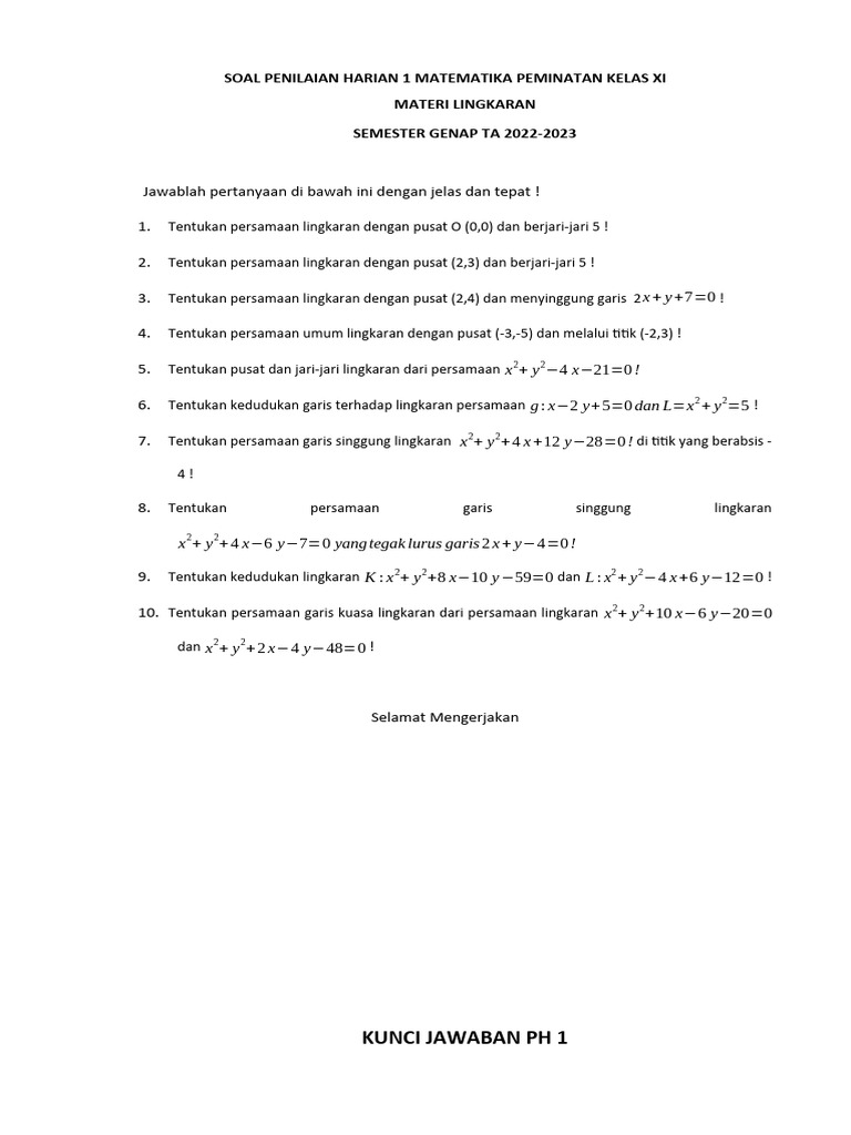 Soal PH 1 | PDF | Metode & Bahan Ajar