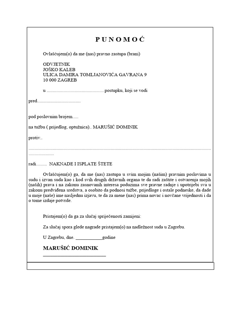 Punomoc Dominik Marušić | PDF
