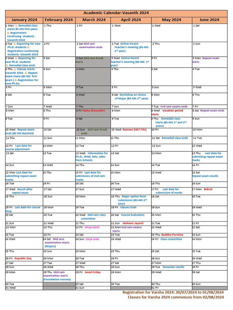 Academic Calendar - Vasanth 2024-Updated | PDF | Qualifications ...