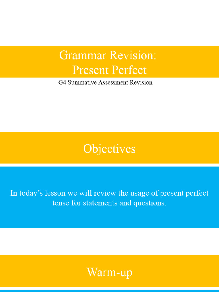 Present Perfect Tense Review Lesson | PDF