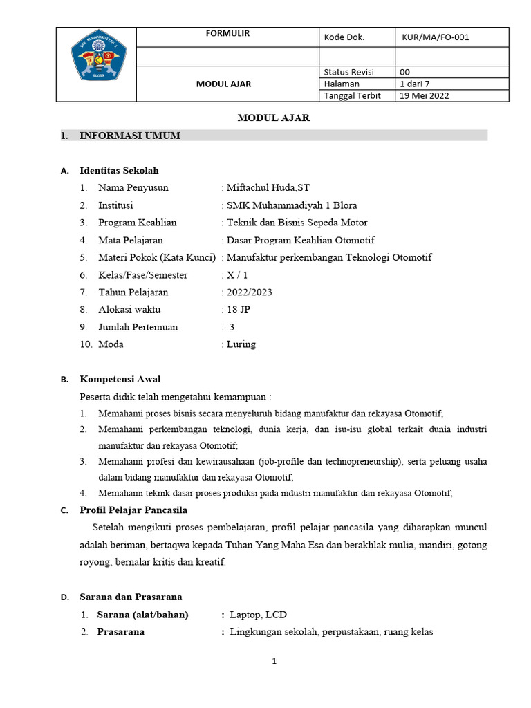 Modul Ajar TBSM | PDF