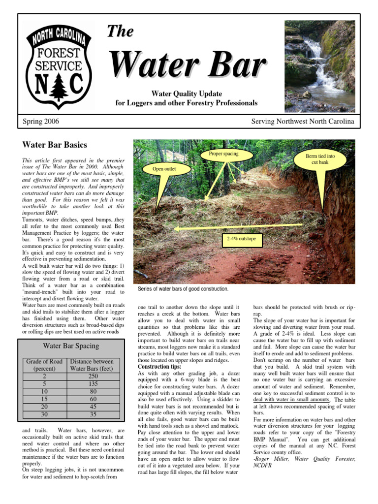 Water Bar Construction Guide for Loggers | PDF | Erosion | Soil