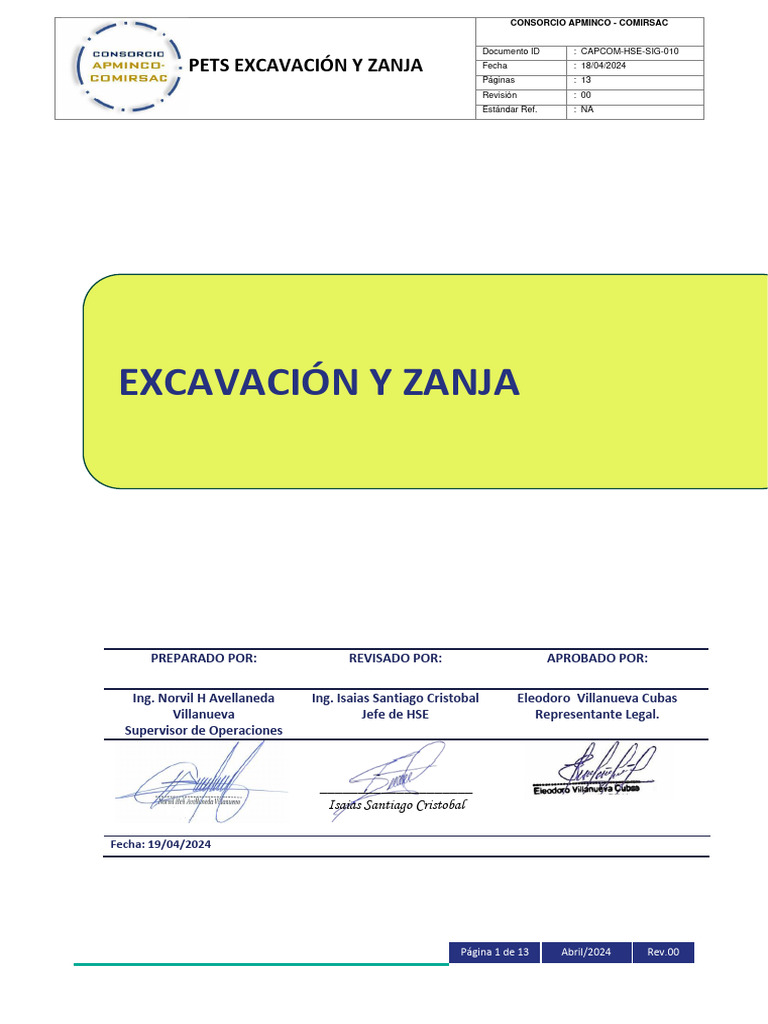Excavación y Zanja: Guía de Seguridad | PDF