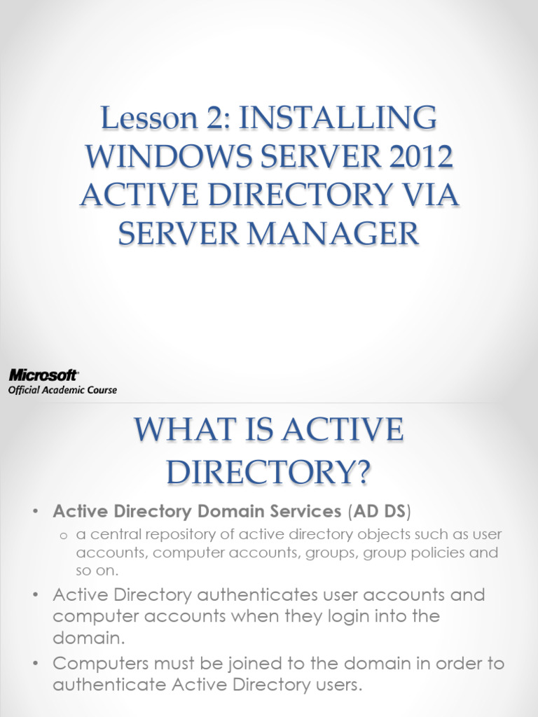 2 Installing Windows Server 2012 Active Directory Via Server Manager | Download Free PDF ...