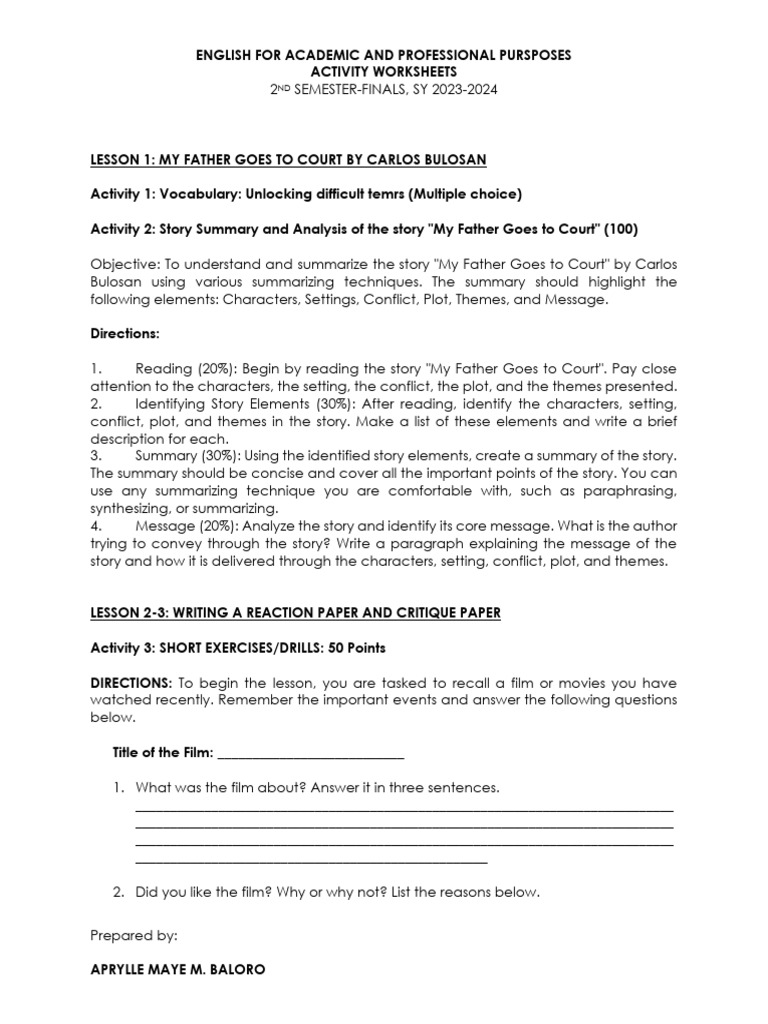 4th Quarter Worksheet in Eapp | PDF | Evaluation | Reason