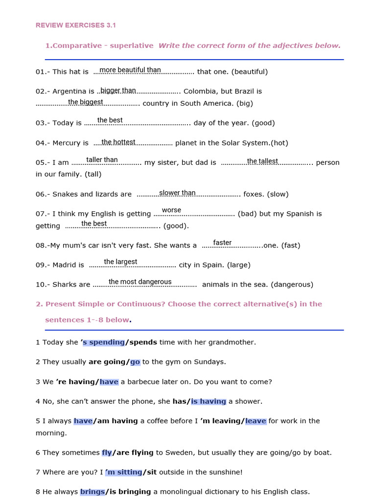 Review Exercises Term 3.1 | PDF | Linguistic Morphology | Syntax