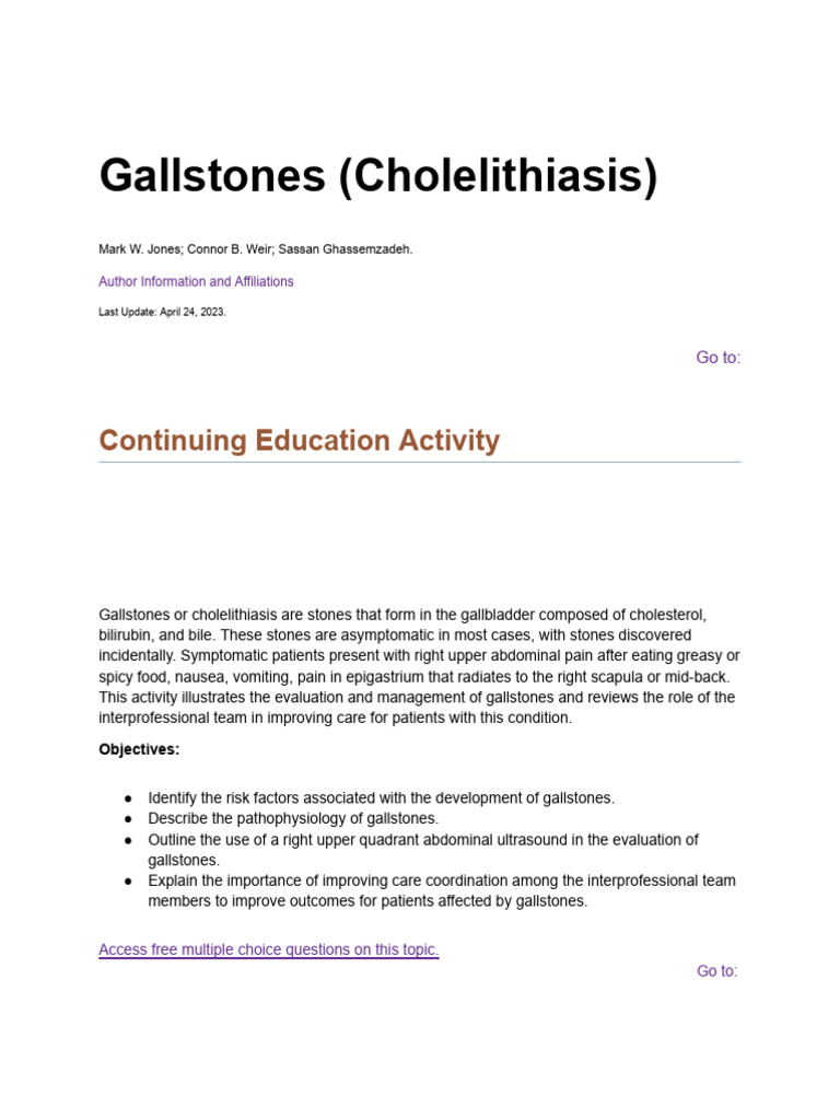 Journal Cholecystolithiasis | PDF | Gallbladder | Diseases And Disorders