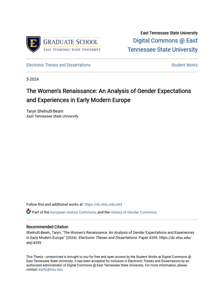 The Women - S Renaissance - An Analysis of Gender Expectations and E ...