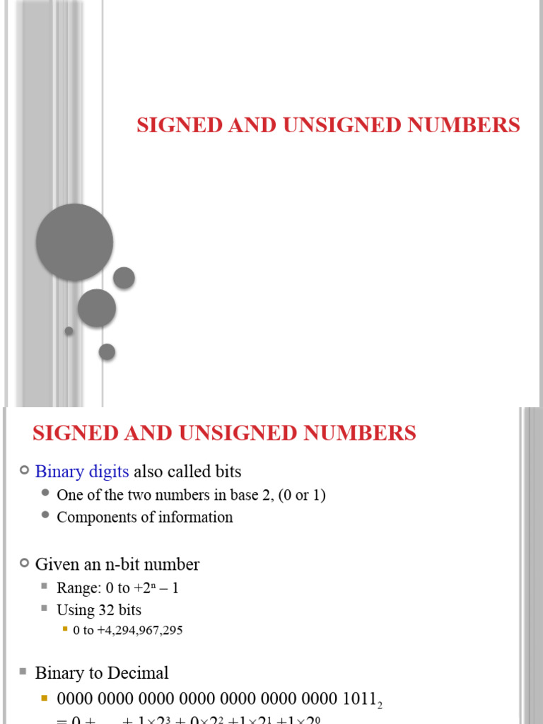 L2 - Signed and Unsigned Numbers | Download Free PDF | Assembly Language | Bit