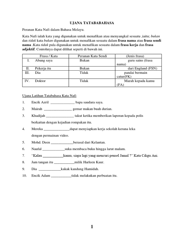 Peranan Kata Pemeri Dan Kata Nafi | PDF