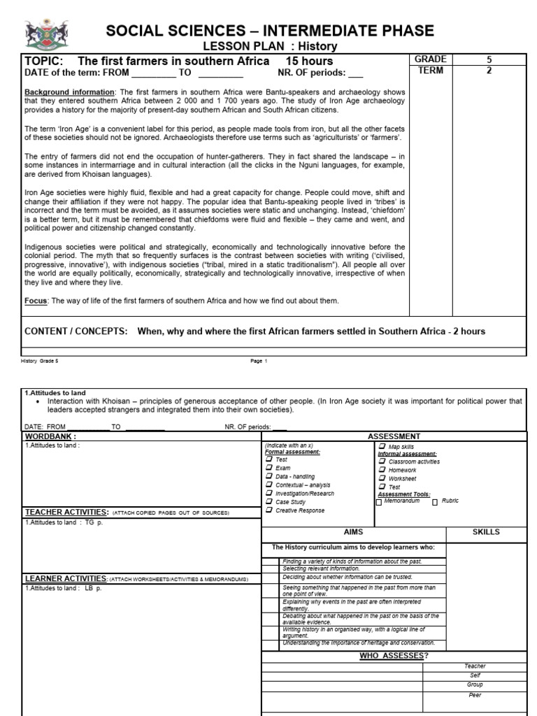 History Term 2 Grade 5 | PDF | Information | Society