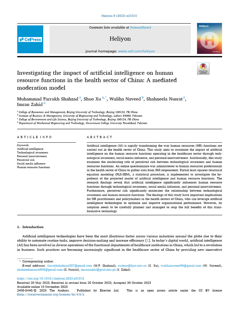 Investigating The Impact Of Artificial Intelligence O Pdf Survey