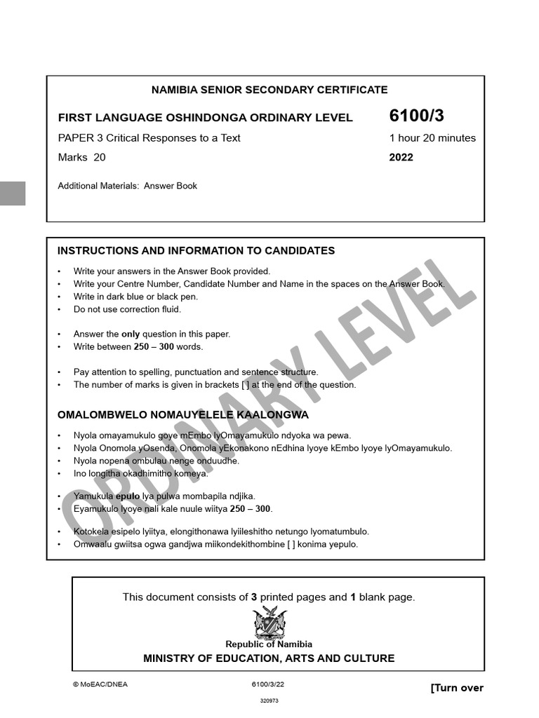 Ordinary - First Language Oshindonga Paper 3 6100-3 - First Proof 24.05 ...