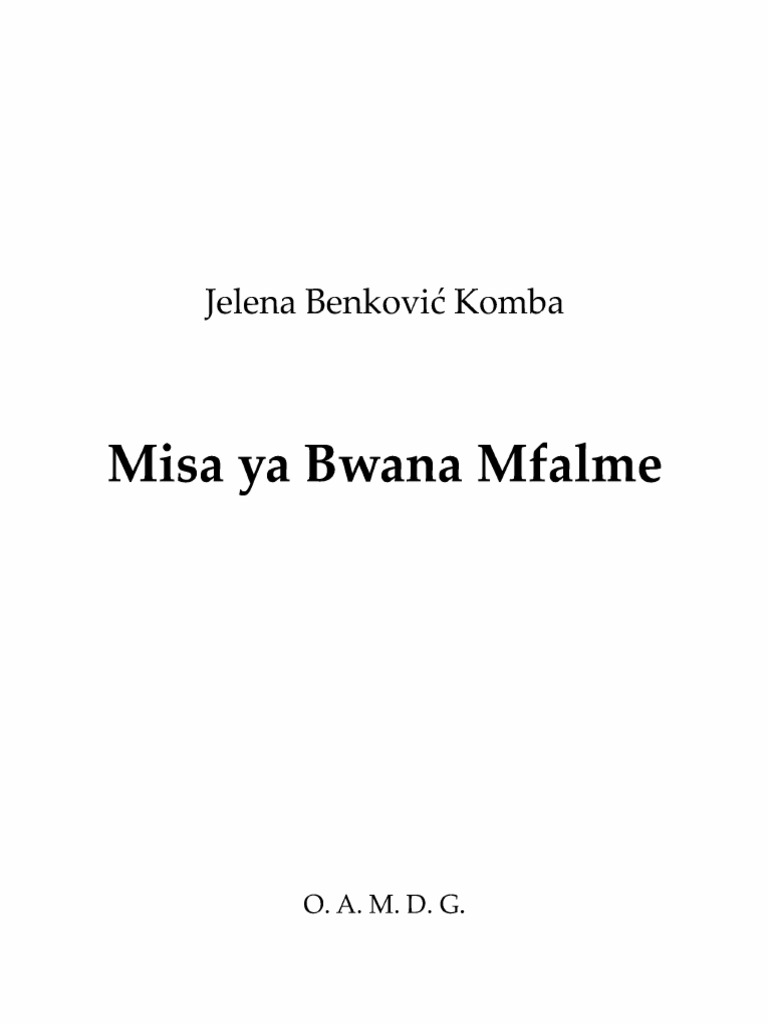 Misa Ya Bwana Malme - Jelena Benkovic Komba | PDF