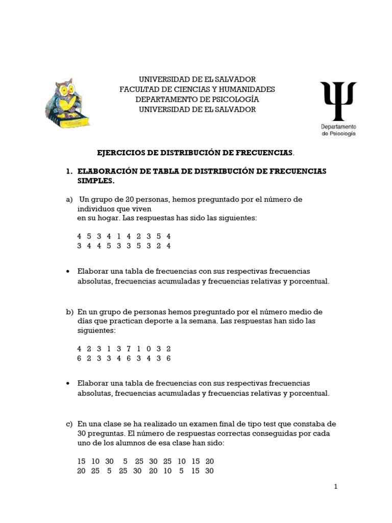 Ejercicios de Distribución de Frecuencias | PDF