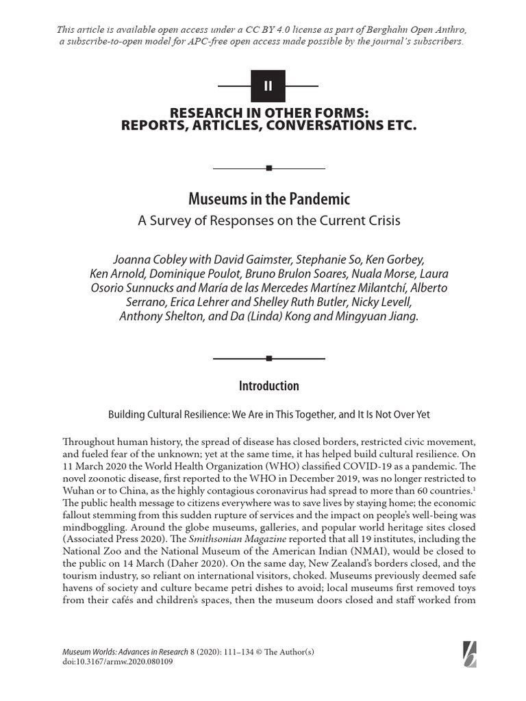 Museums' Pandemic Response Survey | PDF | Museum | Pandemic