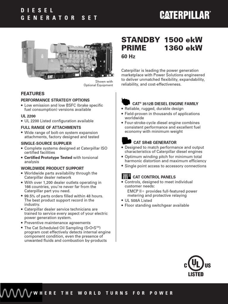 Caterpillar 3512B 1500 Spec Sheet | Download Free PDF | Radiator | Machines