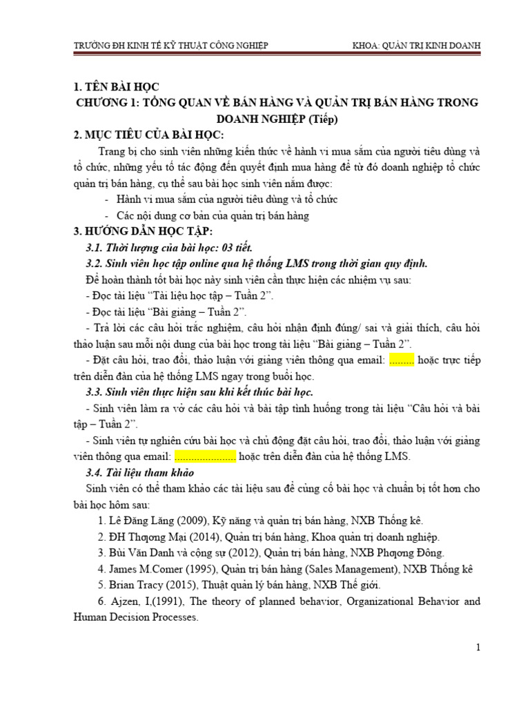 Bài Giảng -QTBH - Tuần 2 | PDF