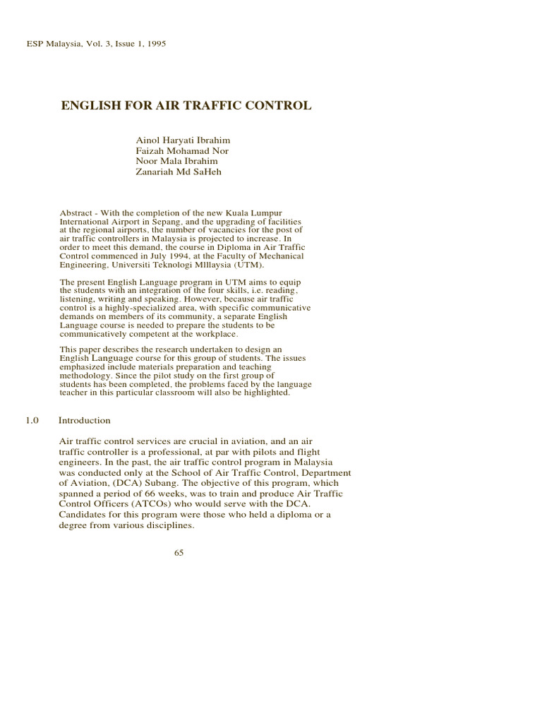 English Course for Air Traffic Control | PDF | Teachers | Educational ...