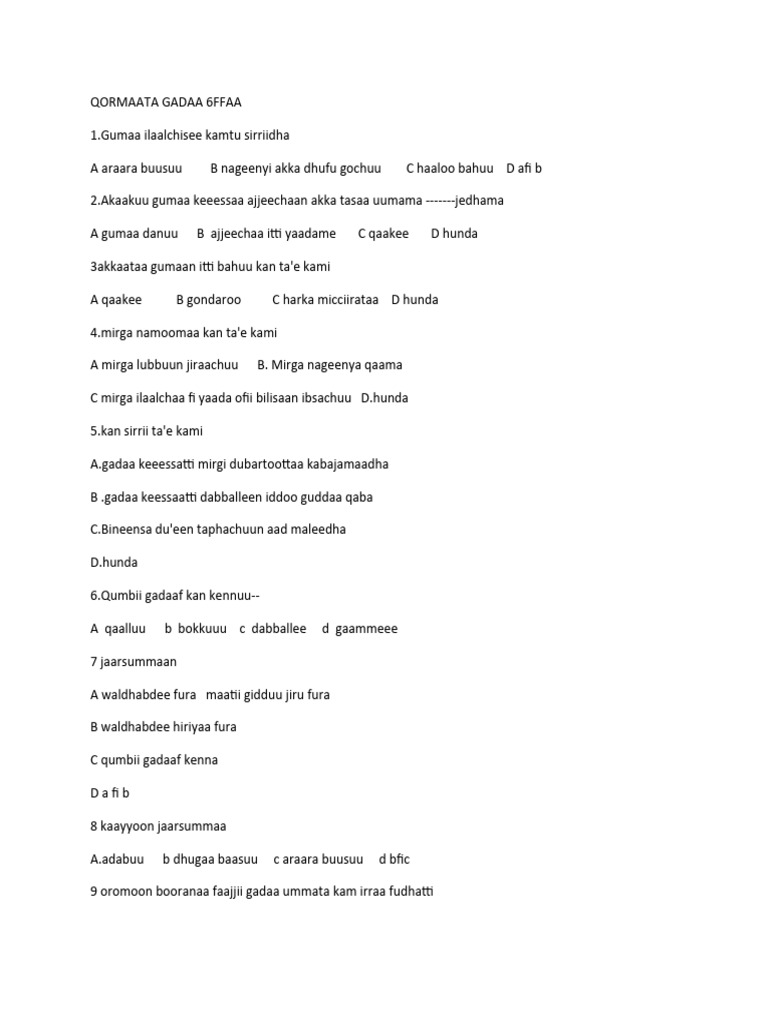 QORMAATA GADAAfi Safuu 6 | PDF