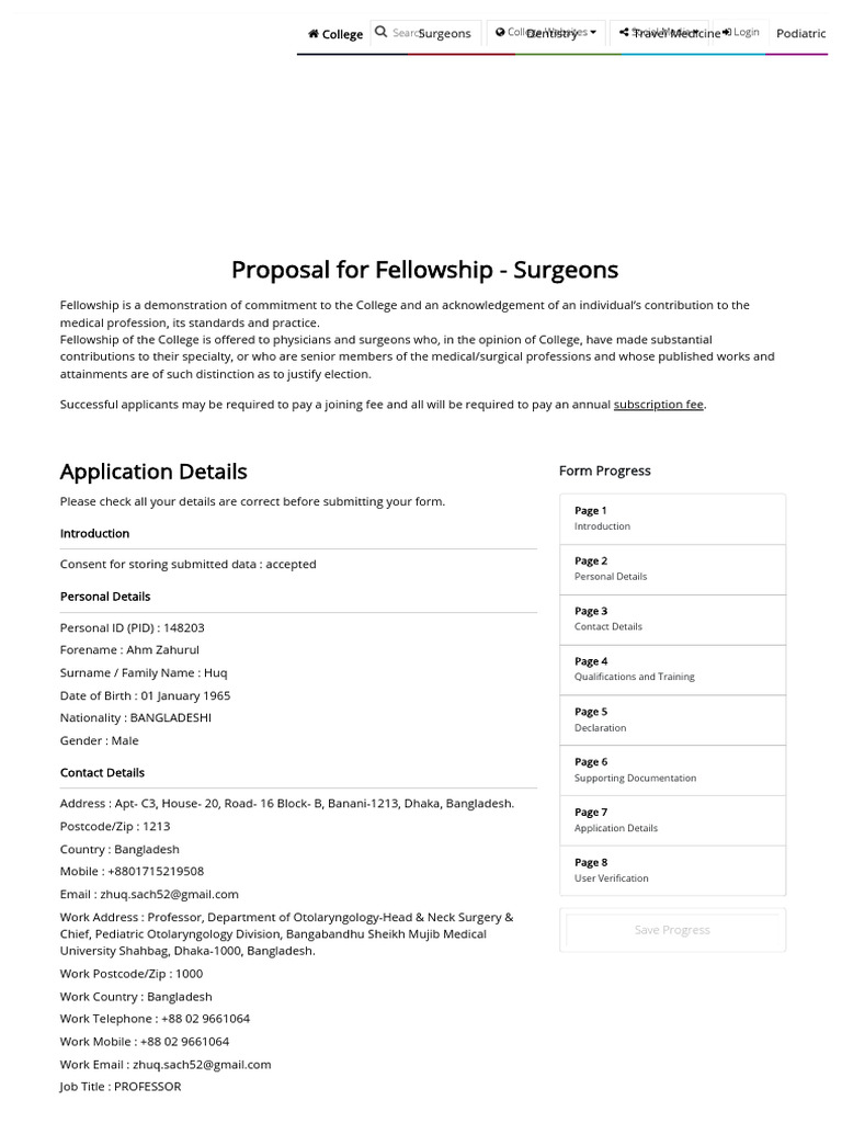 Proposal For Fellowship (Surgeon) | PDF | Physician | Surgeon