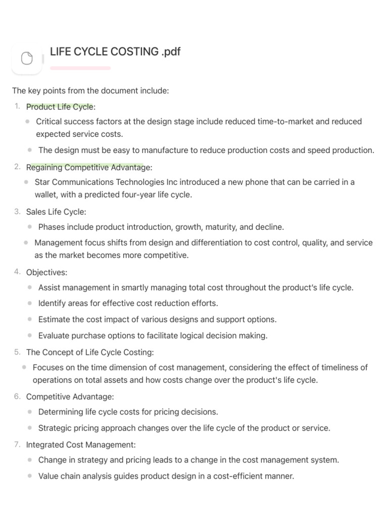 Life Cycle Costing | PDF | Business