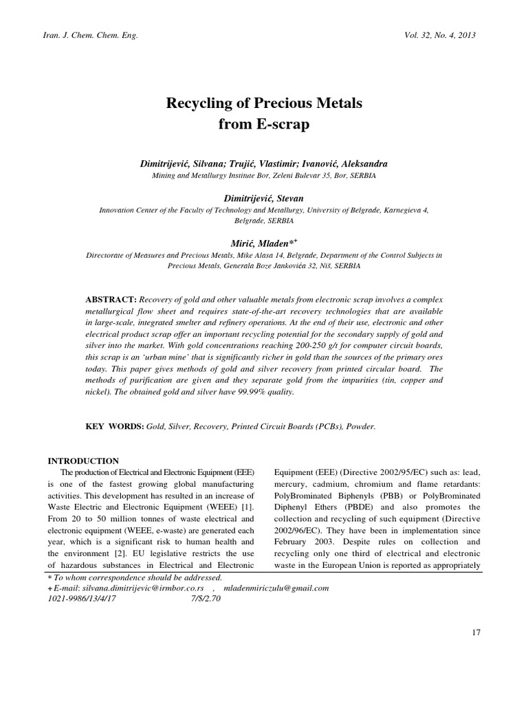 IJCCE - Volume 32 - Issue 4 - Pages 17-23 | PDF | Electronic Waste ... IJCCE - Volume 32 - Issue 4 - Pages 17-23 | PDF | Electronic Waste ...