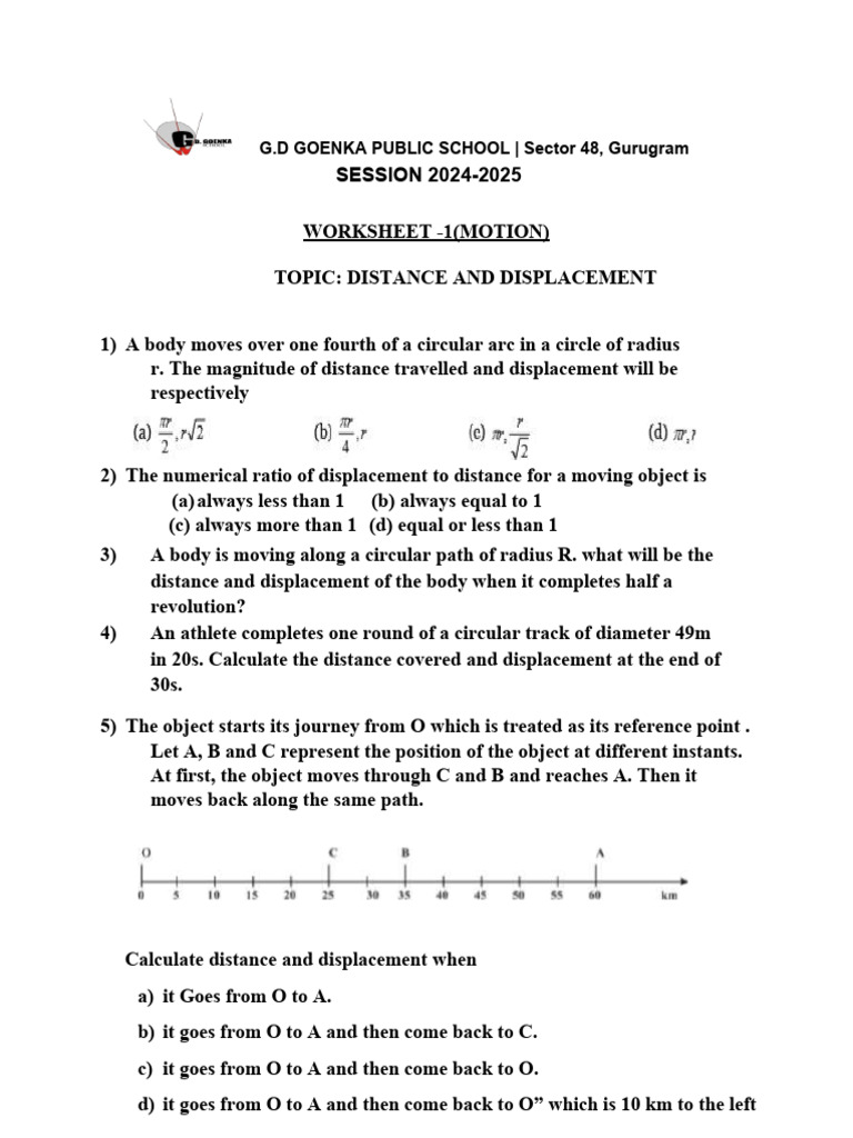 Distance and Displacement Worksheet | PDF | Distance | Physical Phenomena