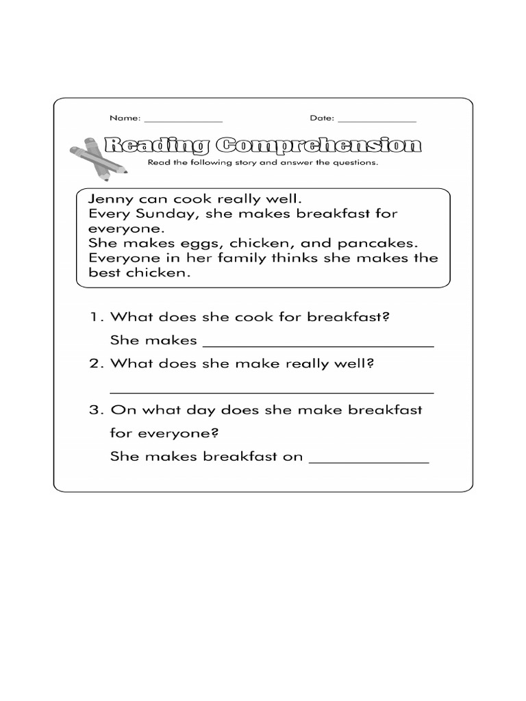 Free Printable Reading Comprehension Worksheets 2239.Png | PDF