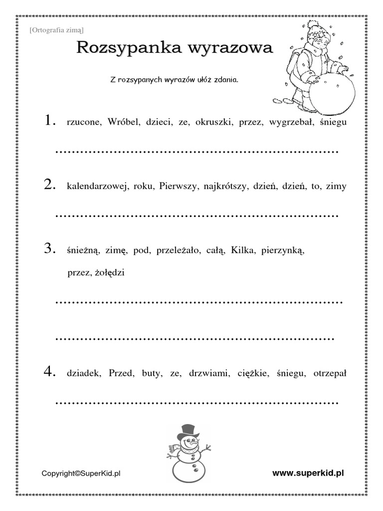Zima - 1 (1) Rozsypanka Wyrazowa | PDF