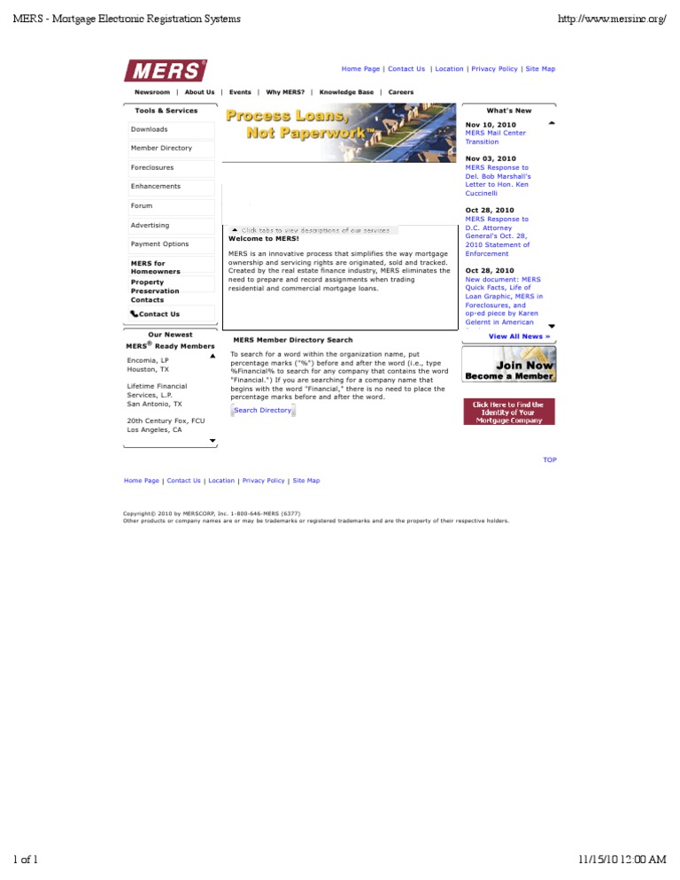 MERS - Mortgage Electronic Registration Systems | PDF