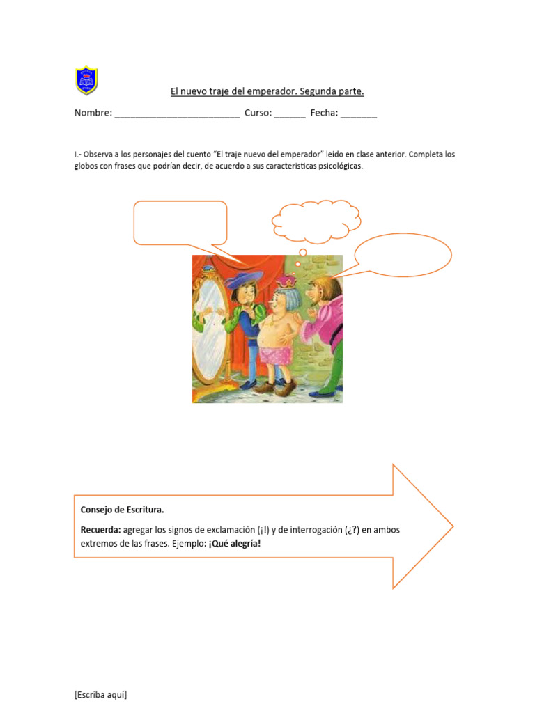Guía 6° Básico. 2022. El Nuevo Traje Del Emperador Segunda Parte | PDF