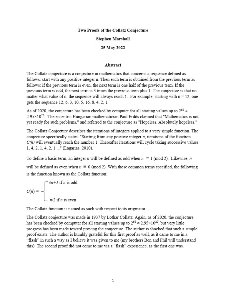 Collatz Conjecture | PDF | Mathematics | Mathematical Concepts