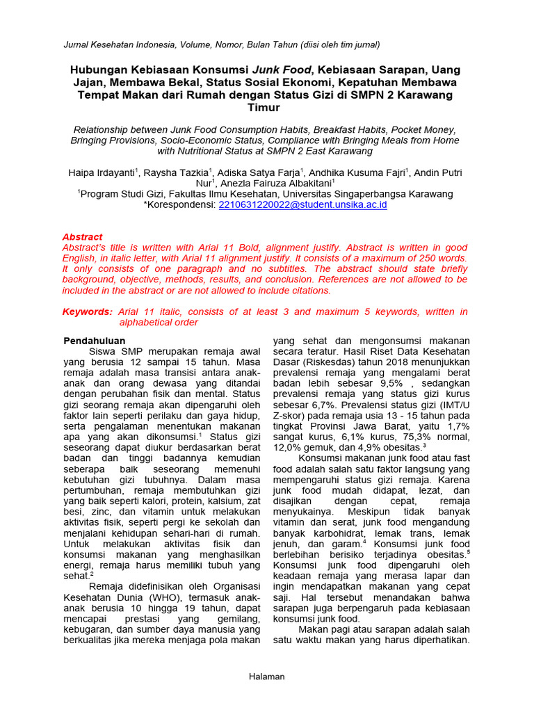 022 - A - Adiska Satya Farja - Template Artikel Jurkessia | PDF ...