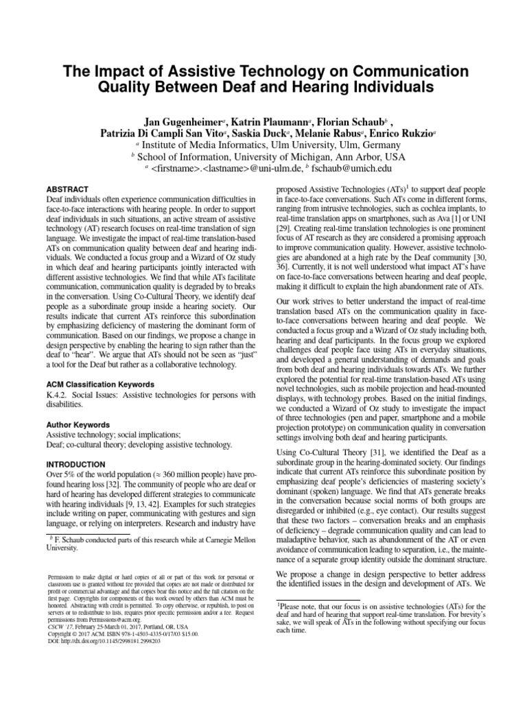 The Impact of Assistive Technology On Communication | PDF | Sign ...