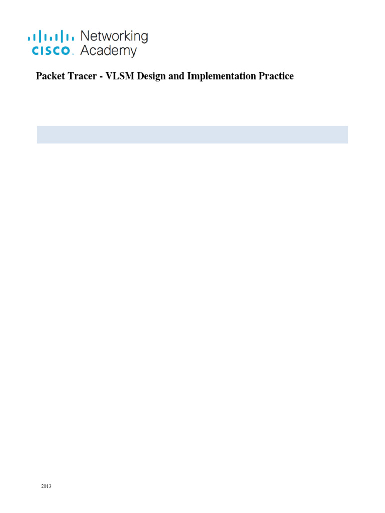 11.9.3 Packet Tracer - VLSM Design and Implementation Practice | PDF | Ip Address | Computer ...