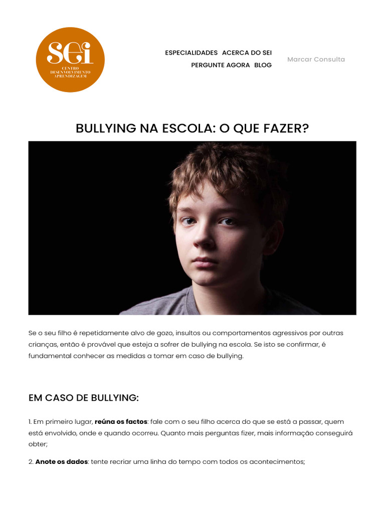 Bullying Na Escola - o Que Fazer - Sei - Centro de Desenvolvimento e ...