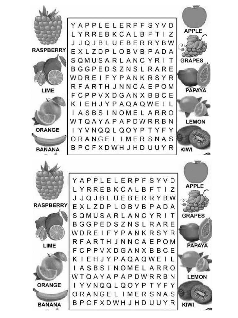 Sopa de Letras Frutas | PDF