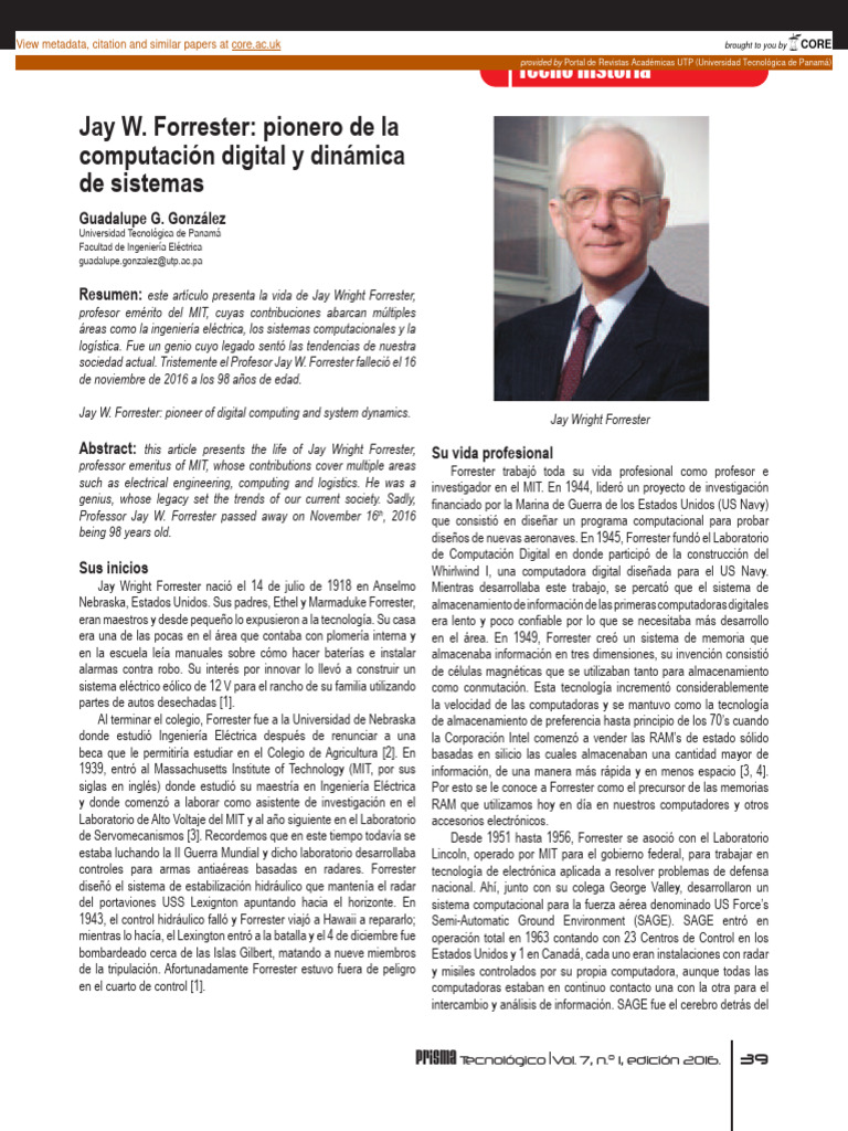 Jay W Forrester Pionero de La Computacio | PDF | Instituto de ...