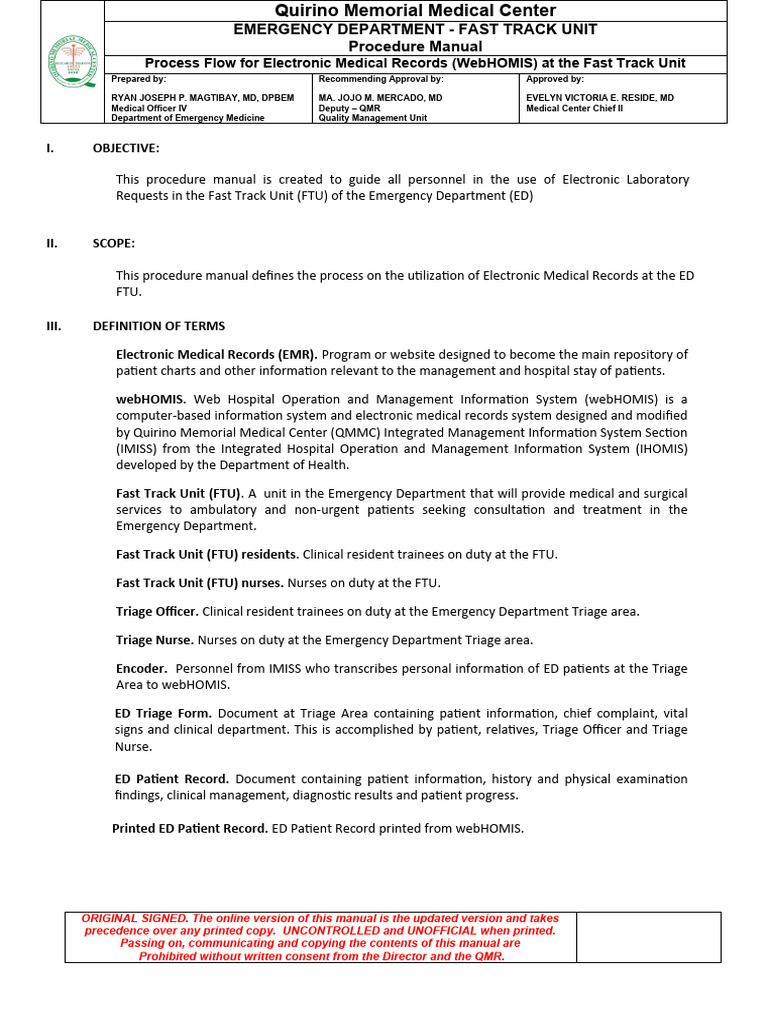 Process Flow EMR | PDF | Emergency Department | Medical Record