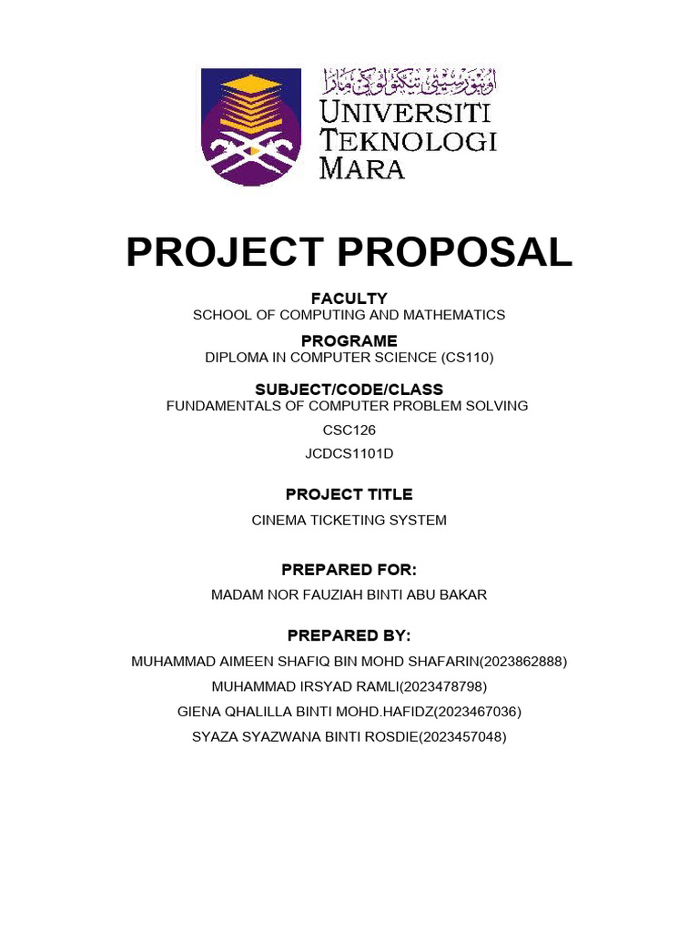 CSC 126 Project Proprosal | PDF | Movie Theater | Password