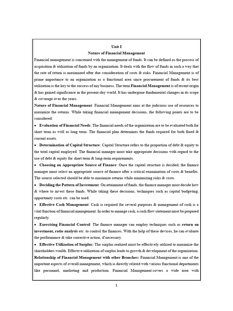 Financial Management Notes PDF | PDF | Net Present Value | Present Value