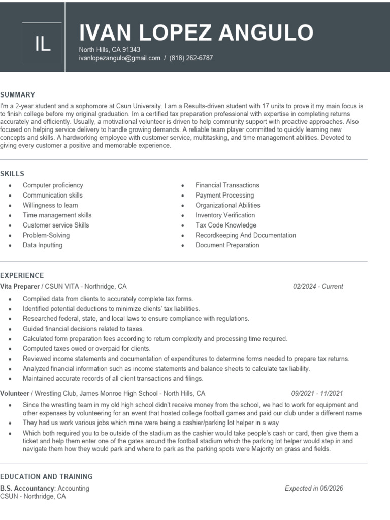 ivan lopezangulo resume 1 | PDF | Taxes | Business