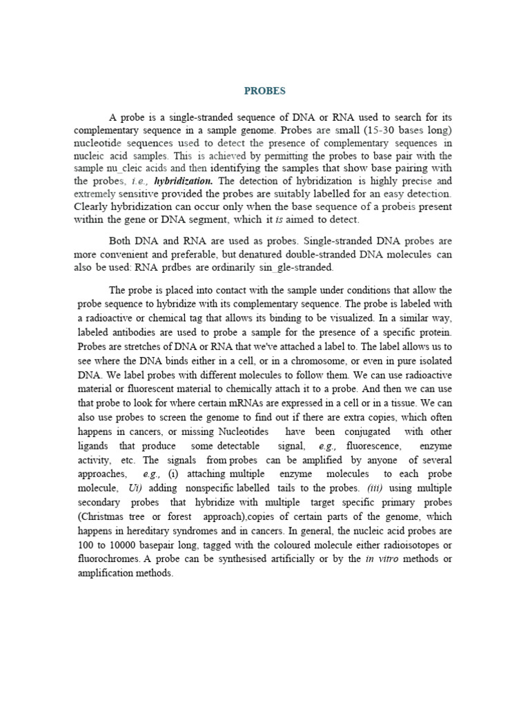 Probes | PDF | Dna Sequencing | Oligonucleotide