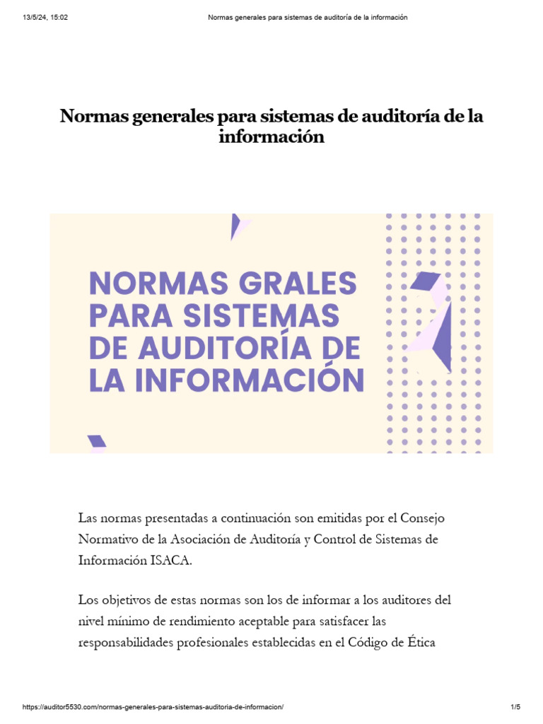 Normas de Auditoría de Información | PDF | Auditoría | Contralor