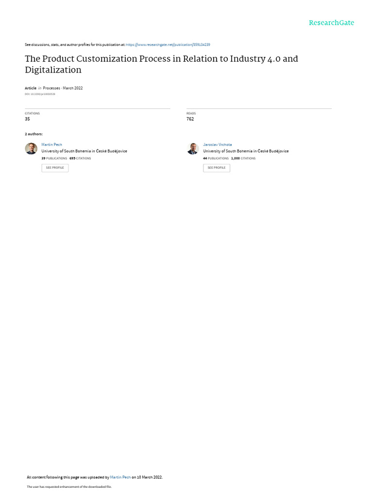 The Product Customization Process in Relation To Industry 4.0 and ...